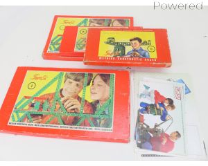 Temsi / Meccano compatible 4 metalen bouwsets uit de jaren 50/60. Doos ...